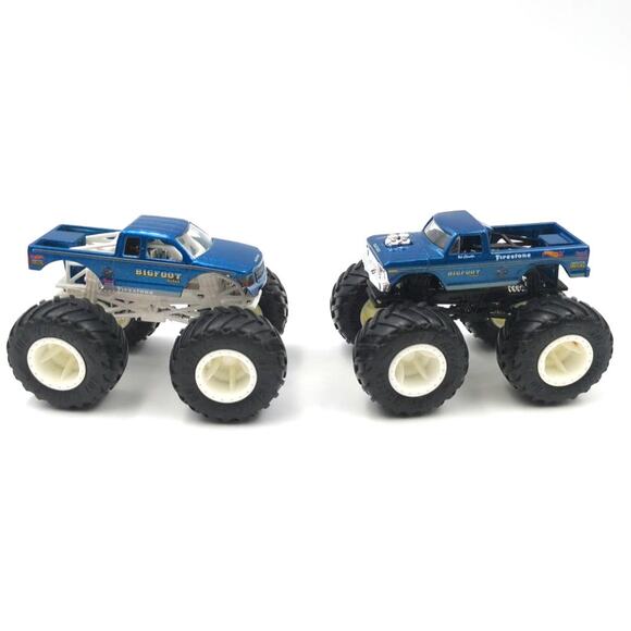 Mattel | Toys | Lot 2 Blue Bigfoot Monster Truck Vehicles Oversized ...